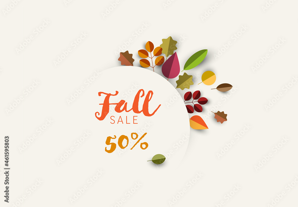Autumn Leaves Sale Tag Layout Stock Template | Adobe Stock