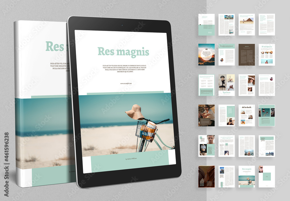 ebook Layout with Green Accents Stock Template | Adobe Stock
