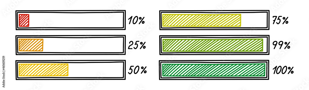 Progress loading bar. Infographics design element with gradient status ...