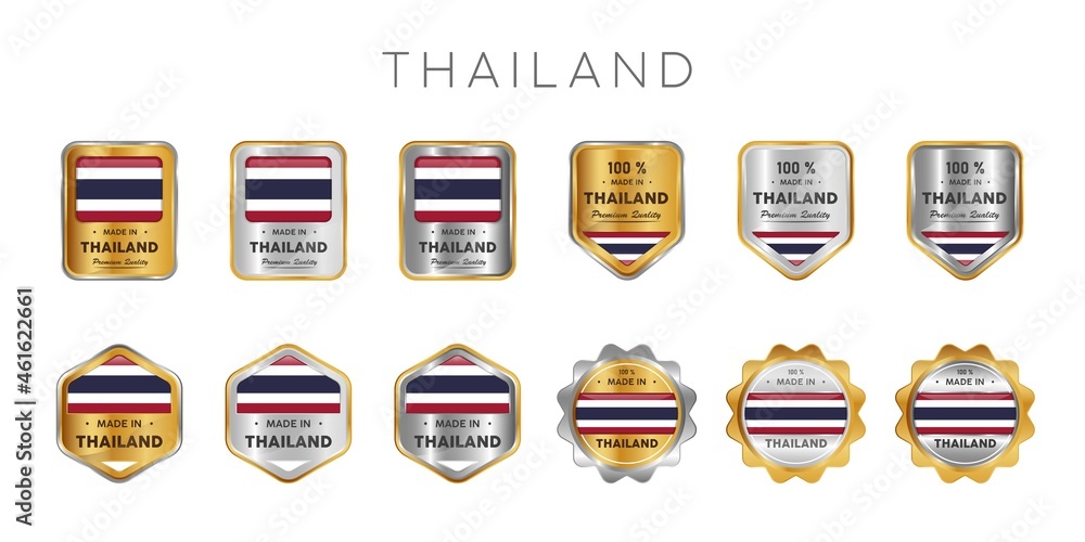 Made in Thailand Label, Stamp, Badge, or Logo. With The National Flag ...