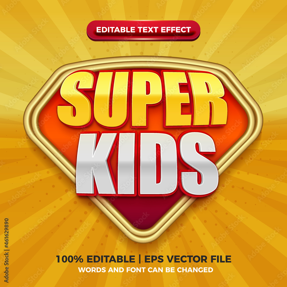 Super kids editable text effect for cartoon comic game title style ...