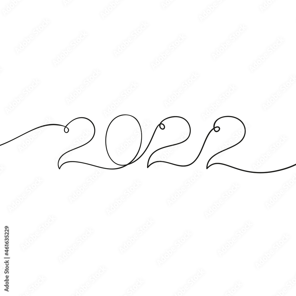2022 single thin line drawing, Continuous line art drawing simple hand ...