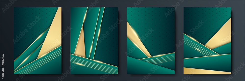 Modern simple dark green and gold glitter abstract geometric background ...