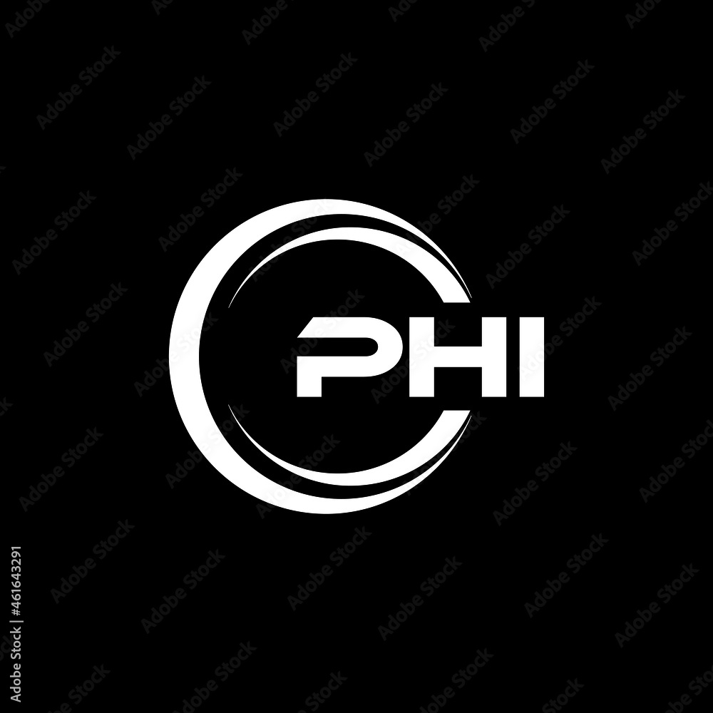 PHI letter logo design with black background in illustrator, vector ...