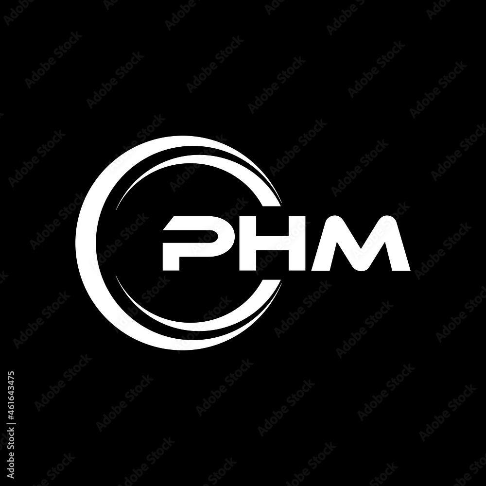 PHM letter logo design with black background in illustrator, vector ...