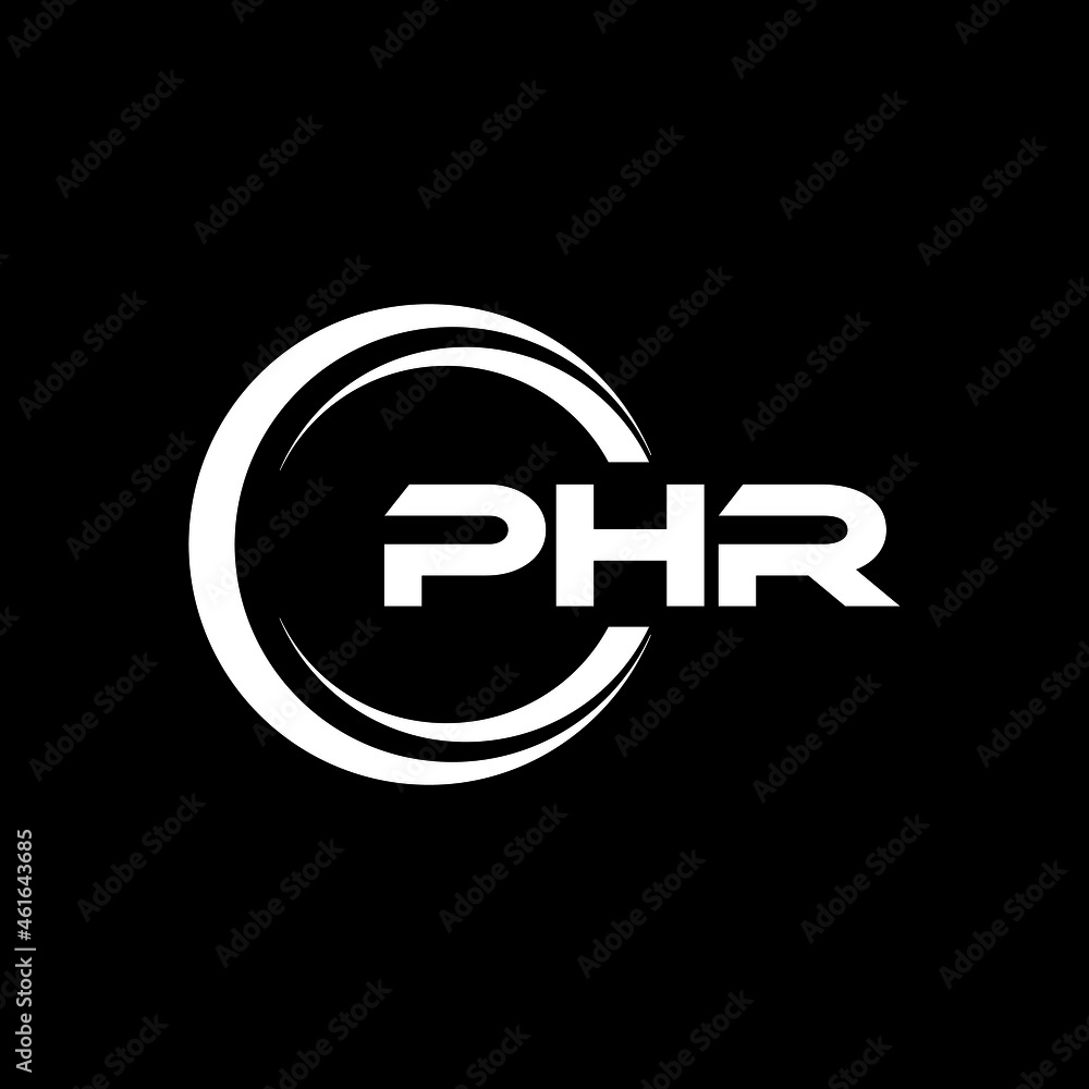 PHR letter logo design with black background in illustrator, vector ...