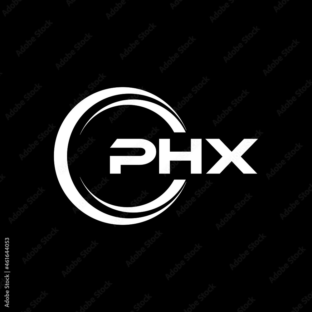 PHX letter logo design with black background in illustrator, vector ...