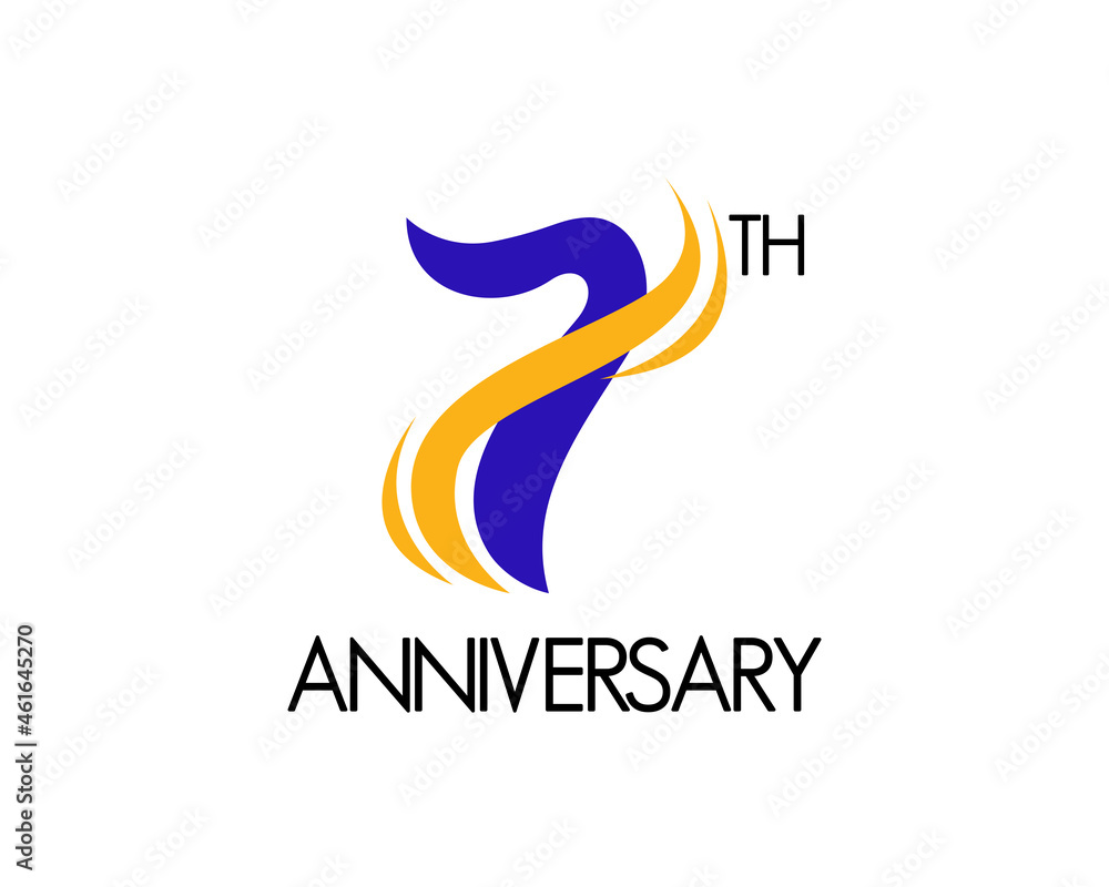 7 years anniversary logo design with abstract concept and ribbon icon ...