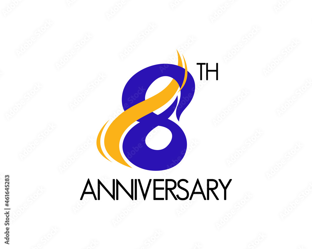 8 years anniversary logo design with abstract concept and ribbon icon ...