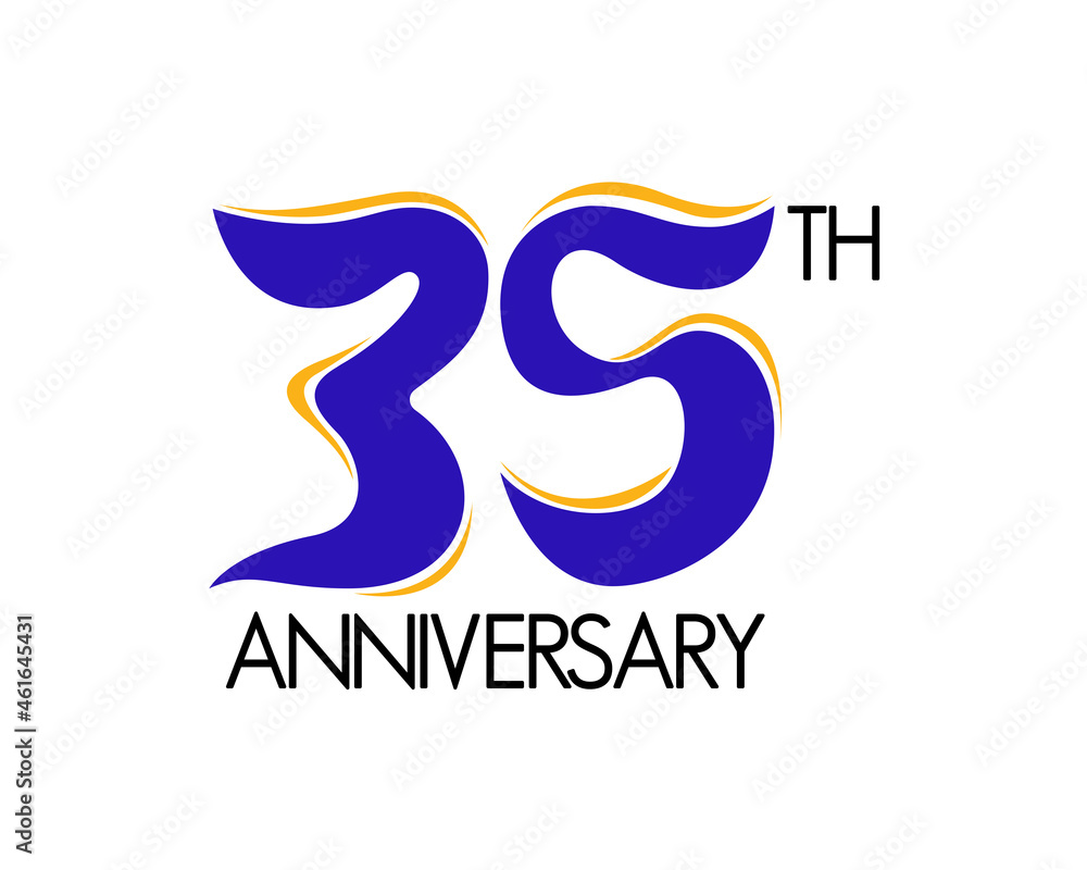 35 year anniversary logo design with ribbon icon. 35th celebration ...