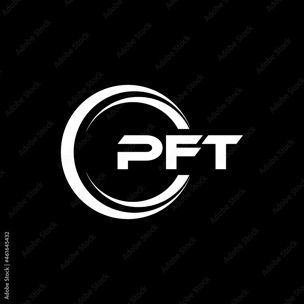 Vecteur Stock PFT letter logo design with black background in ...