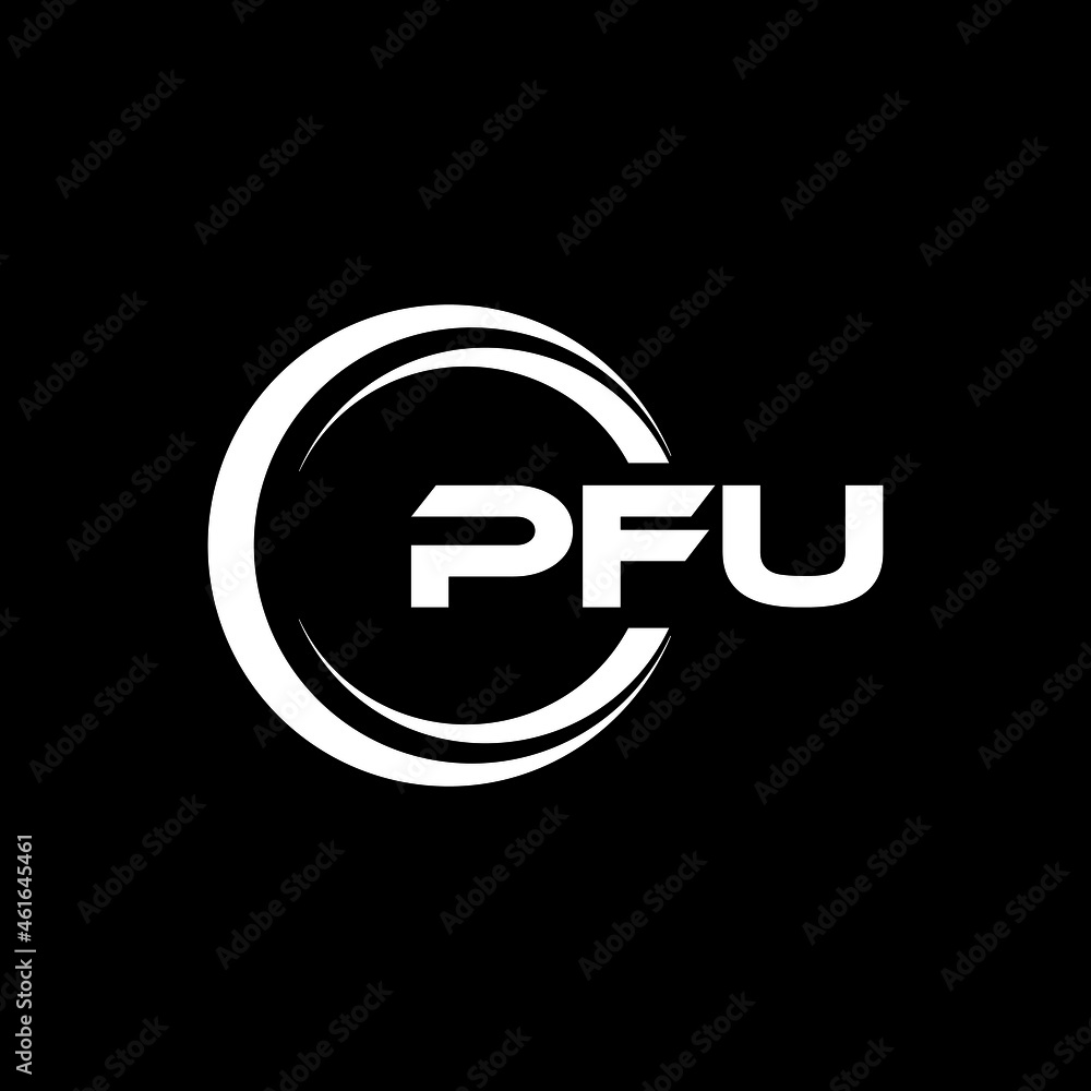 PFU letter logo design with black background in illustrator, vector ...
