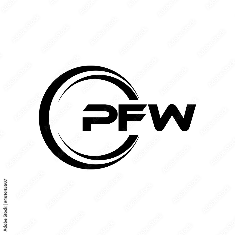 Vecteur Stock PFW letter logo design with white background in ...