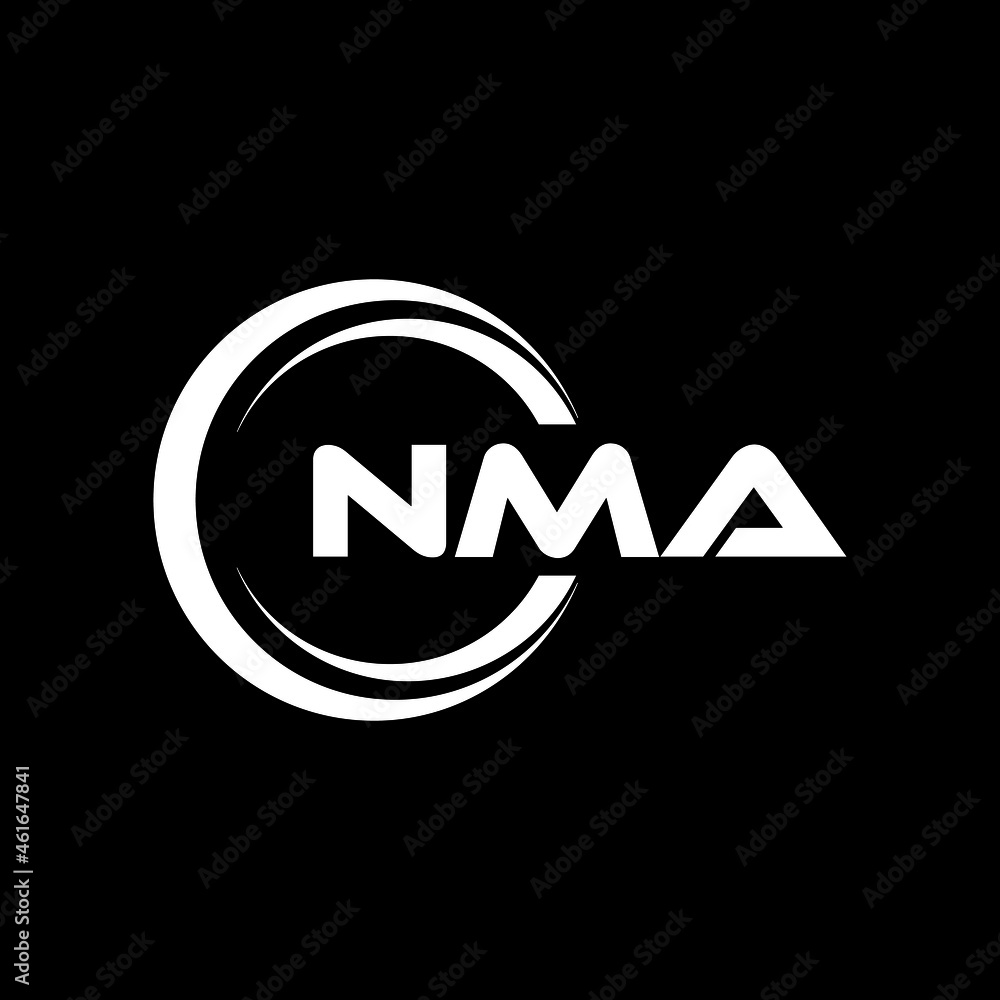 Vecteur Stock NMA letter logo design with black background in ...