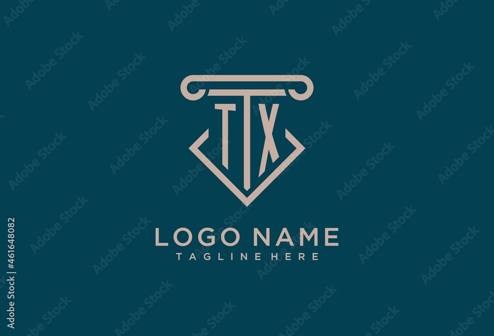 TX initial with pillar icon design, clean and modern attorney, legal ...