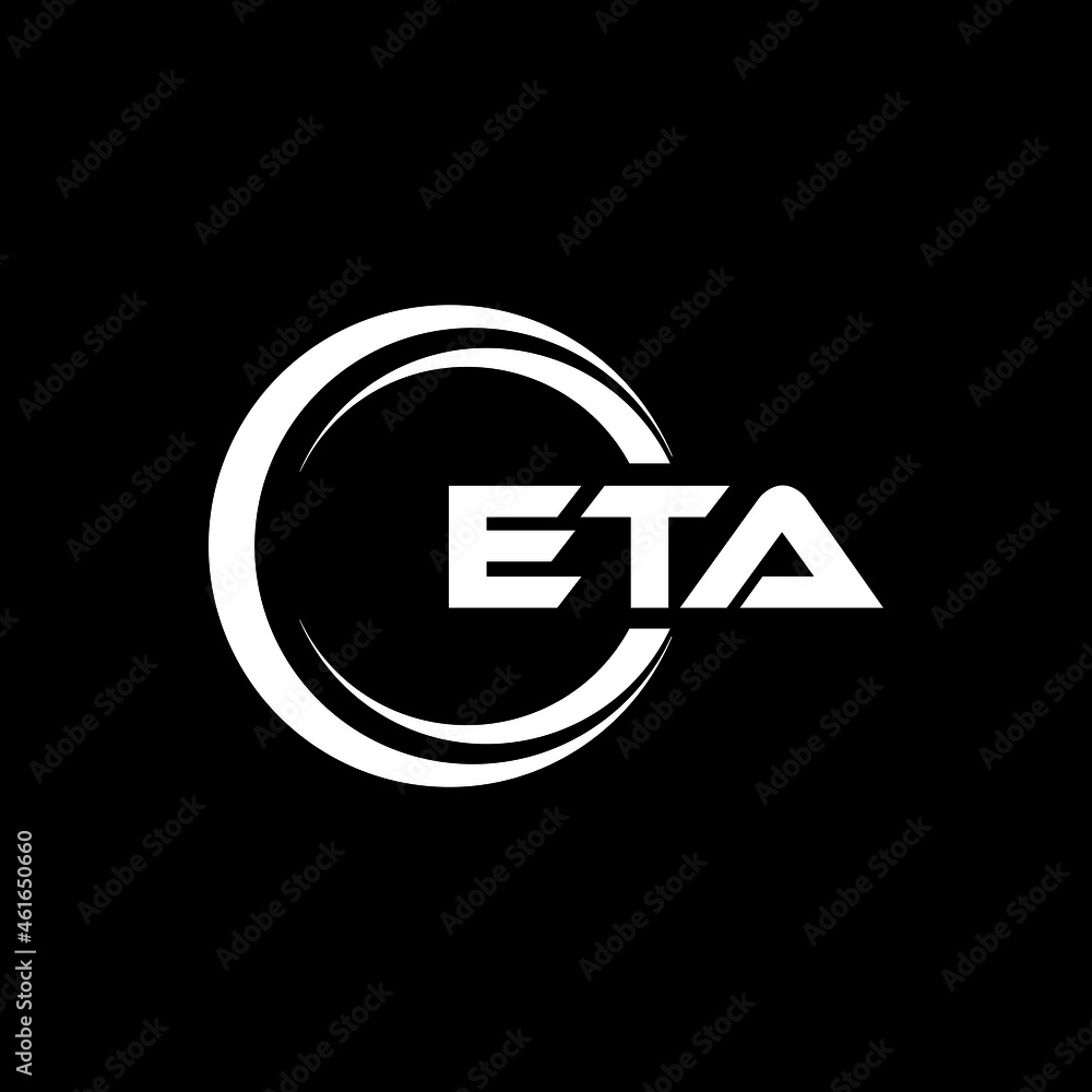 ETA letter logo design with black background in illustrator, vector ...