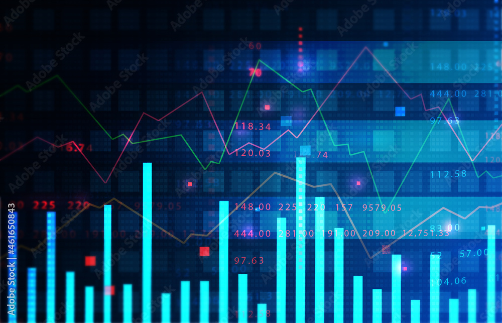 Stock market investment graph chart. 3d illustration. Stock ...