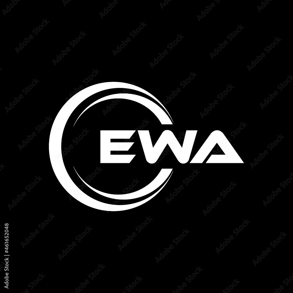 EWA letter logo design with black background in illustrator, vector ...