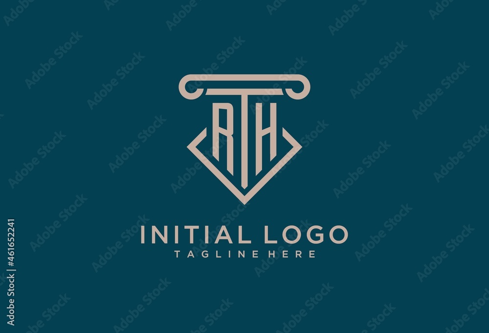 RH initial with pillar icon design, clean and modern attorney, legal ...