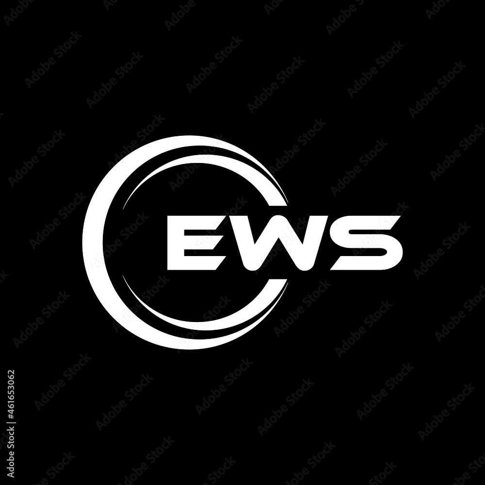 EWS letter logo design with black background in illustrator, vector ...
