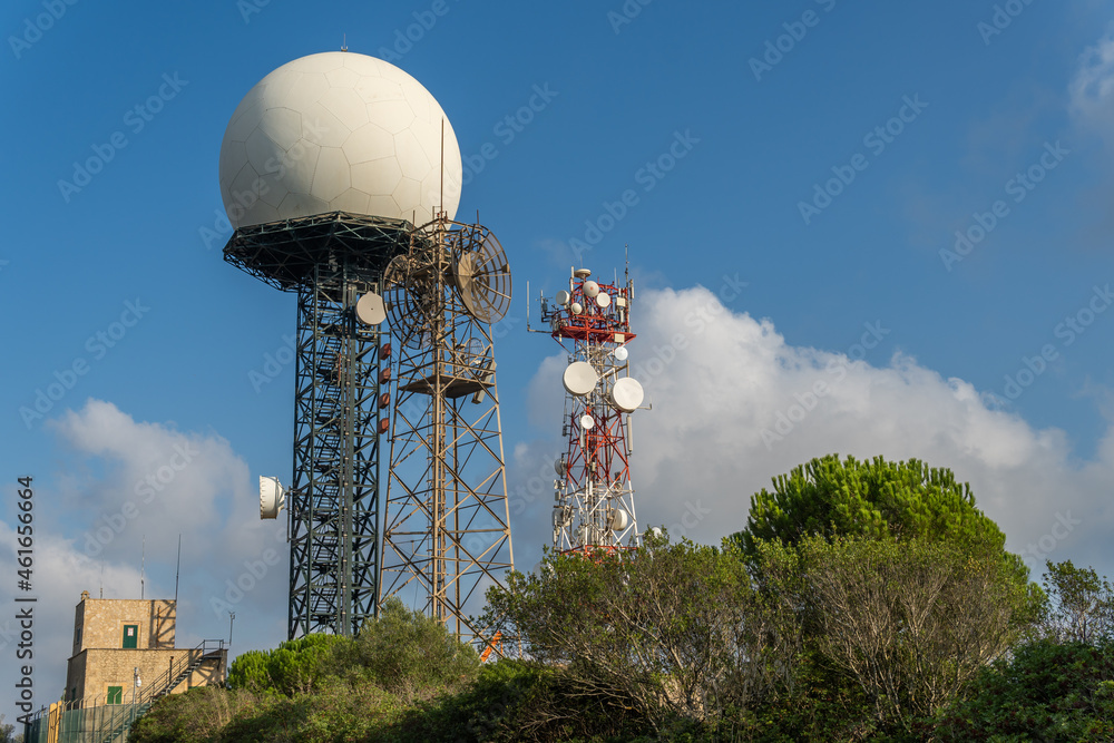 General view of a Doppler weather radar with television and radio ...