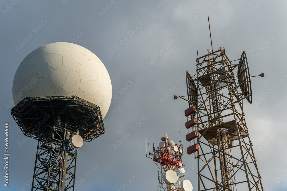General view of a Doppler weather radar with television and radio ...