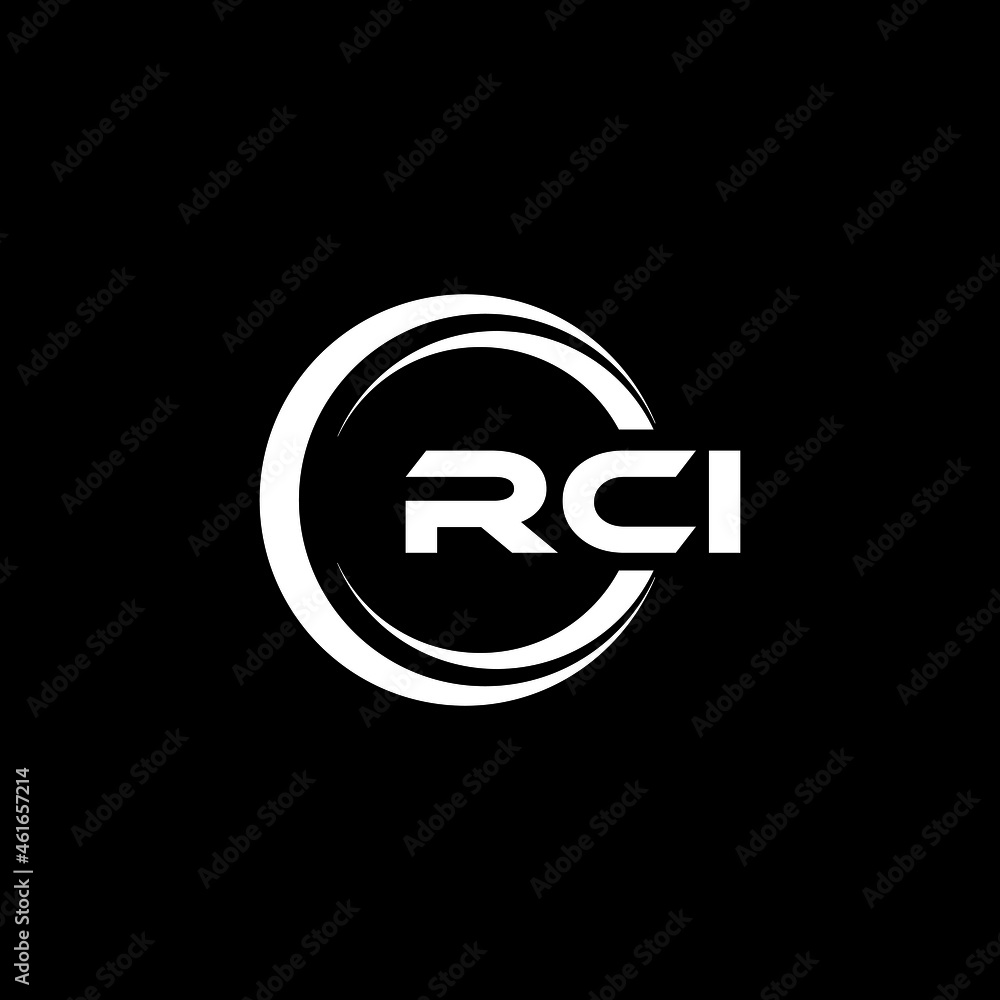 RCI letter logo design with black background in illustrator, vector ...