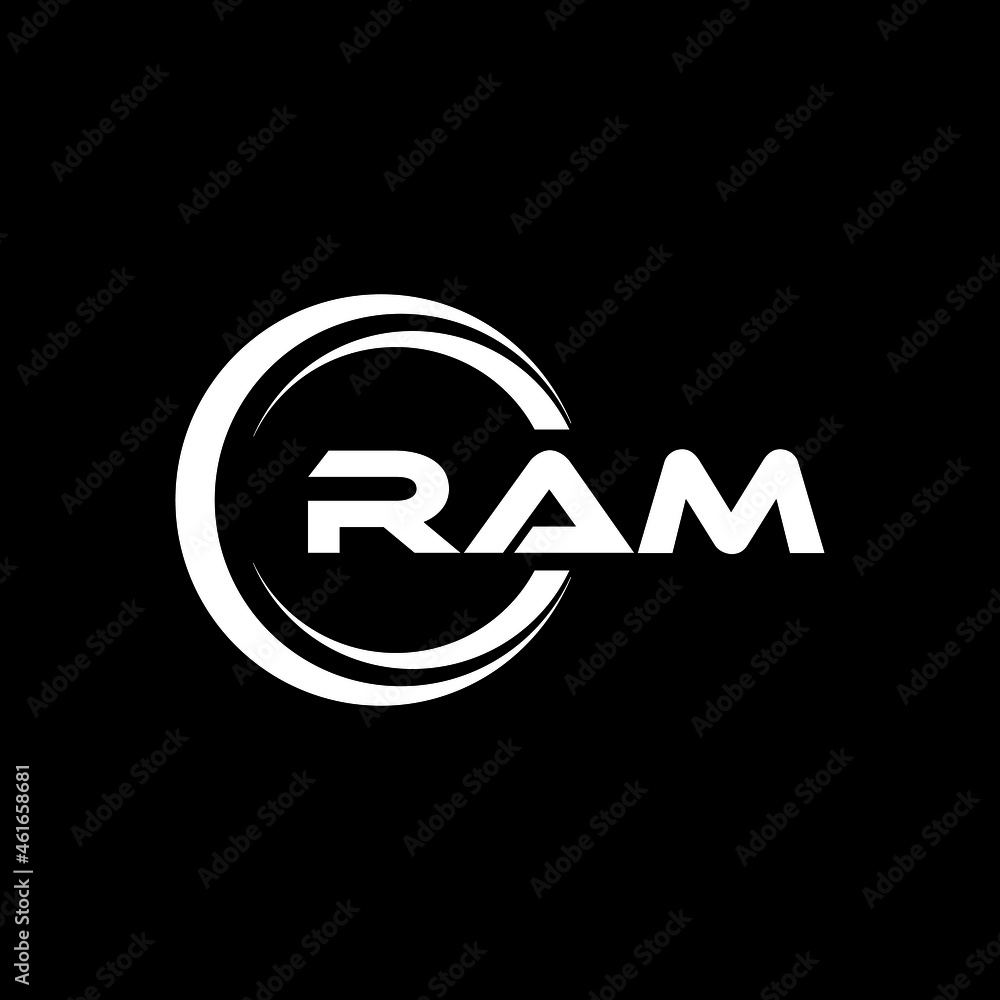 RAM letter logo design with black background in illustrator, vector ...