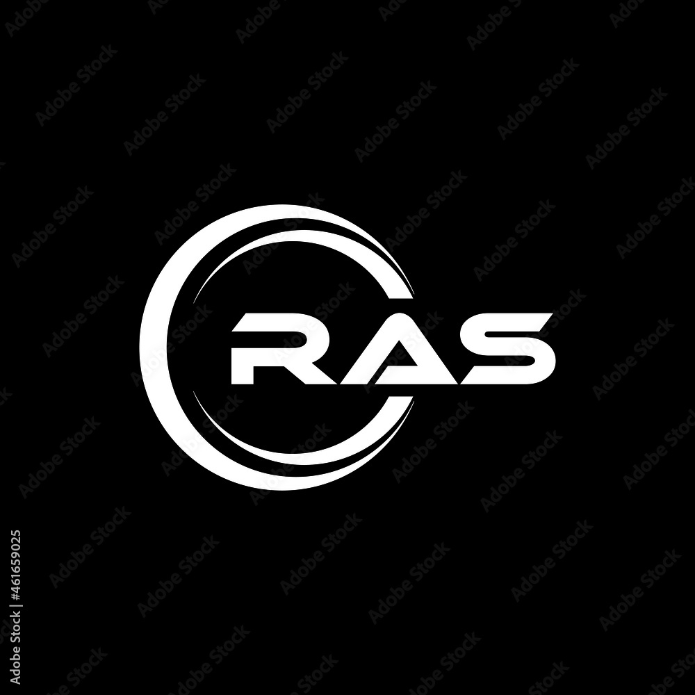 RAS letter logo design with black background in illustrator, vector ...