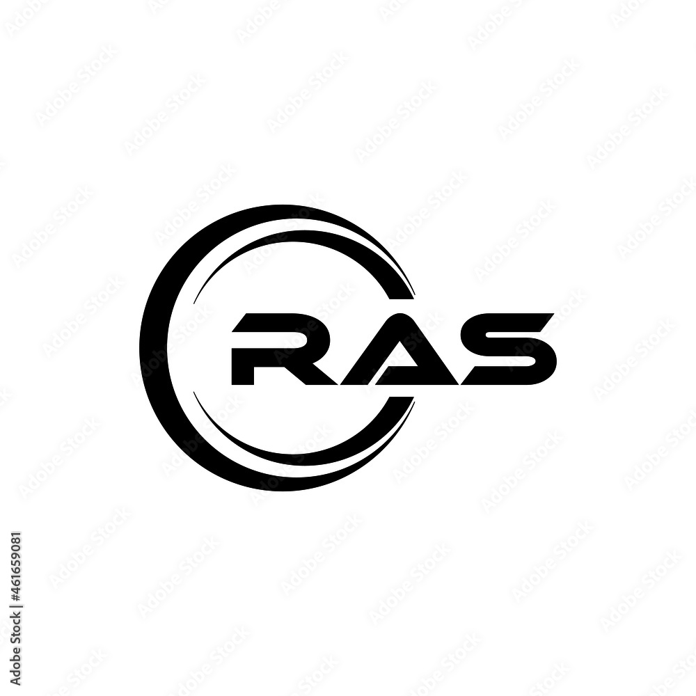 RAS letter logo design with white background in illustrator, vector ...