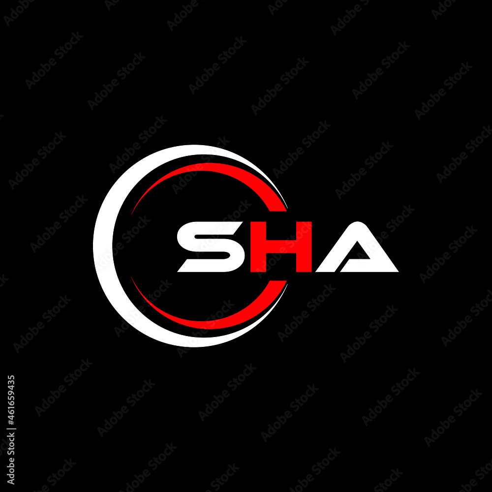 SHA letter logo design with black background in illustrator, vector ...