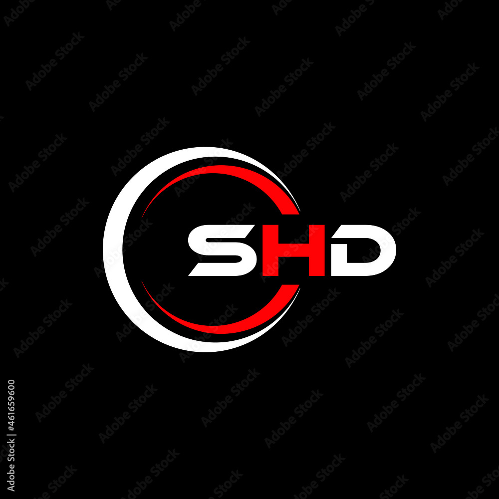 Vecteur Stock SHD letter logo design with black background in ...