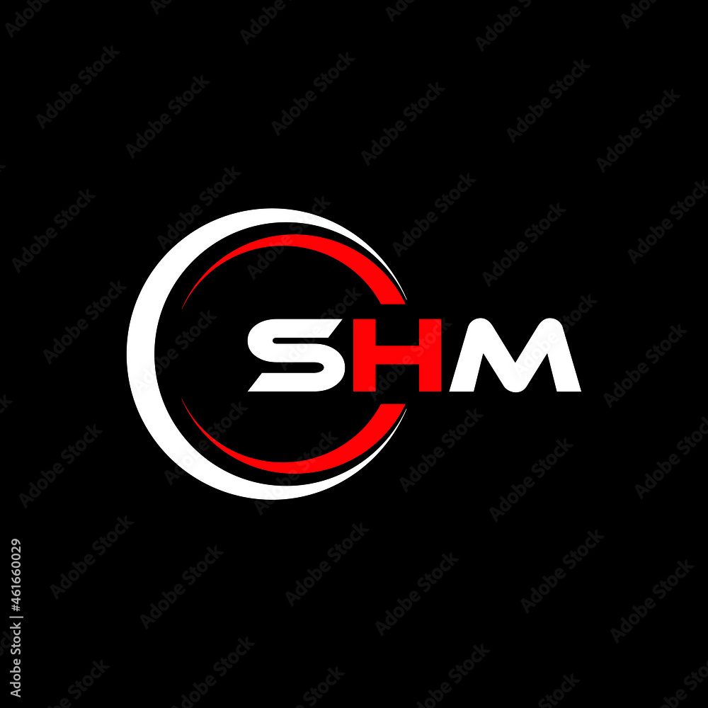 Vettoriale Stock SHM letter logo design with black background in ...