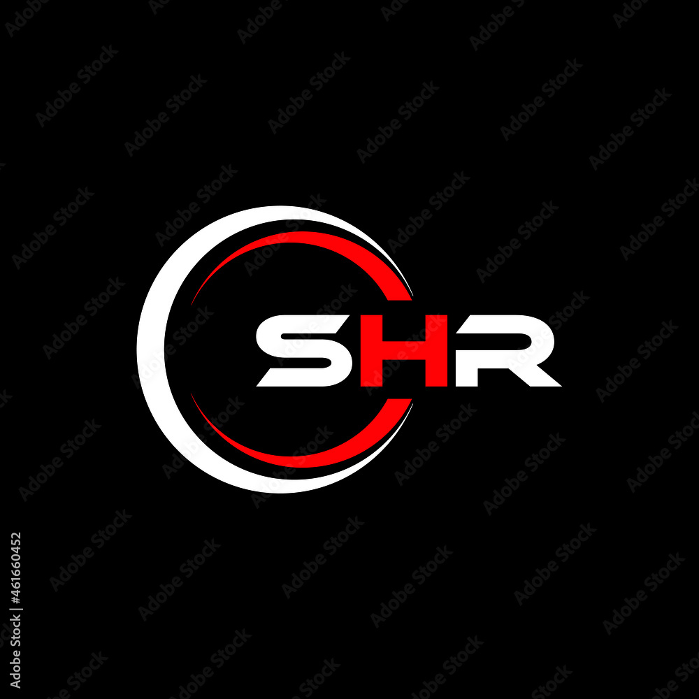 SHR letter logo design with black background in illustrator, vector ...