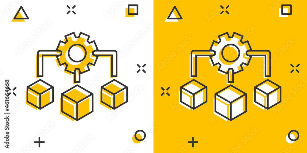 Api technology icon in comic style. Algorithm cartoon vector ...