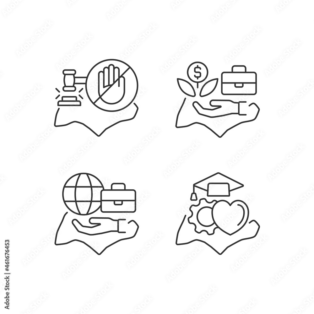 Living in Singapore linear icons set. Legal system. Pro-business ... Living in Singapore linear icons set. Legal system. Pro-business ...