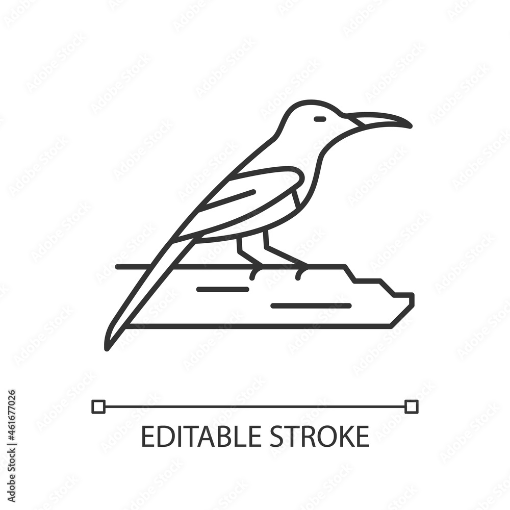 Crimson sunbird linear icon. Tropical asian bird. Singapore national ...