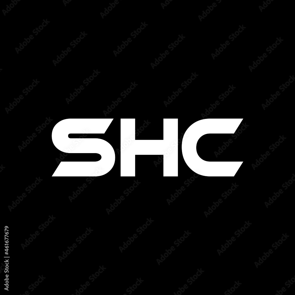 SHC letter logo design with black background in illustrator, vector ...