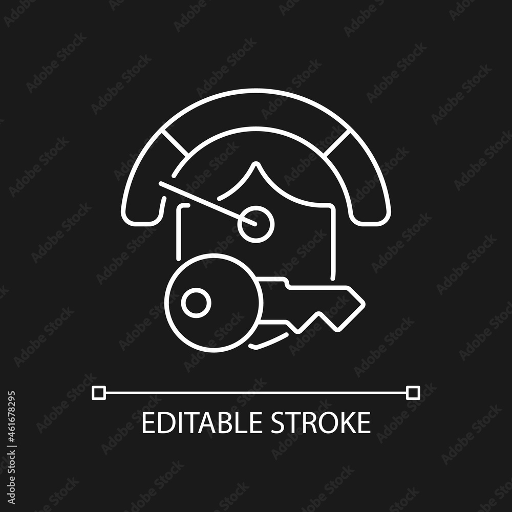 Weak password white linear icon for dark theme. Poor internet safety ...