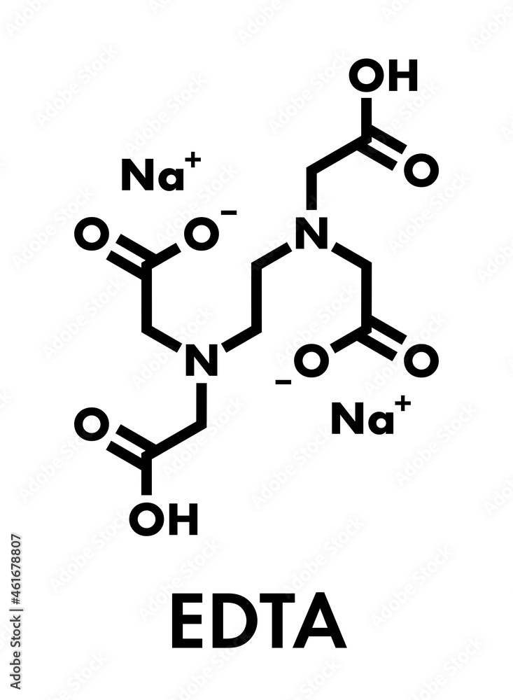 Sodium edetate (disodium EDTA) drug molecule. Medically used in chelation therapy to treat metal ...
