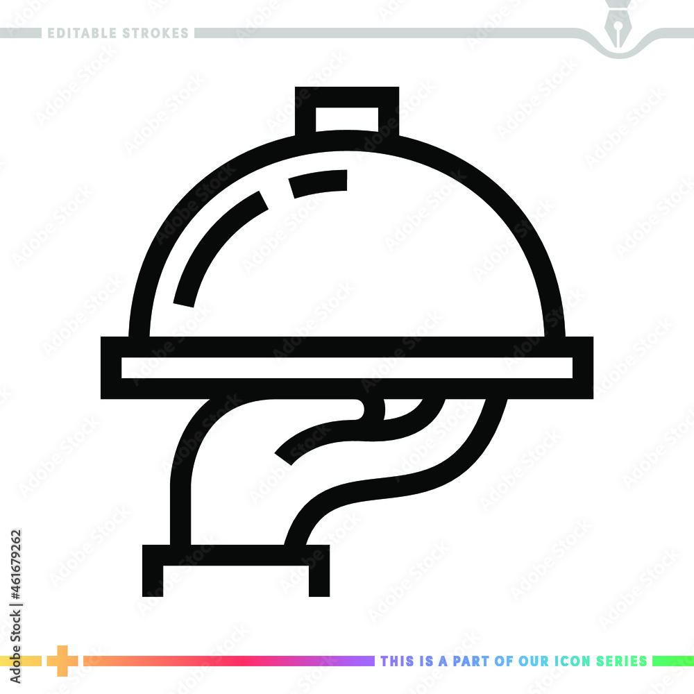 Vetor de Editable line icon of service tray as a customizable black ...