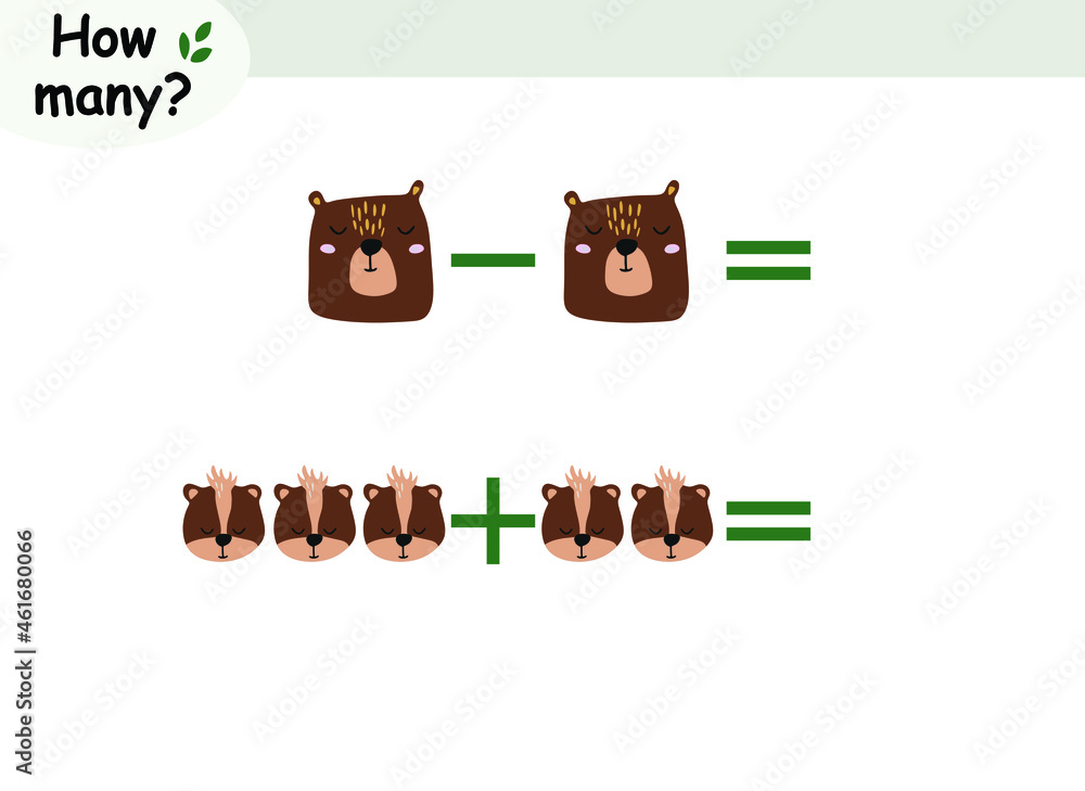 mathematical examples of addition and subtraction. educational page for ...