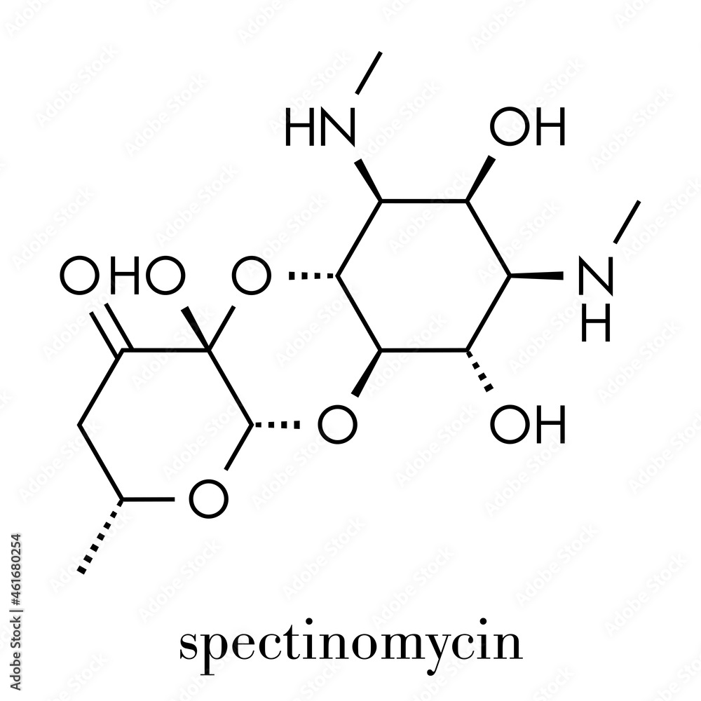 Spectinomycin gonorrhea drug molecule. Antibiotic of the aminocyclitol ...