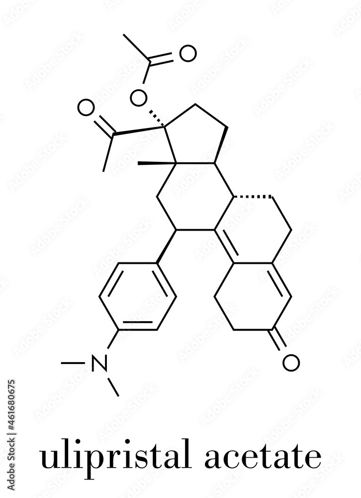 Ulipristal acetate contraceptive drug molecule. Used in emergency ...