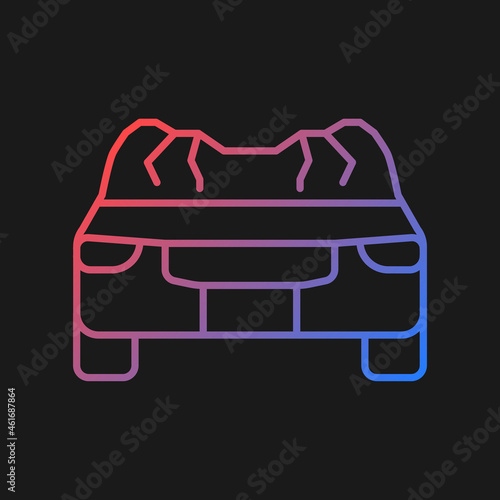 Car roof damage gradient vector icon for dark theme. Rollover accident ...