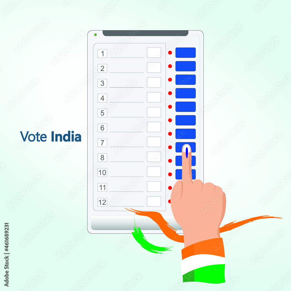 Election voting machine (EVM), voting finger with ink marked on nails ...