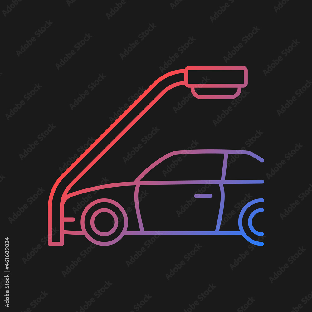 Single-vehicle collision gradient vector icon for dark theme. Collide ...