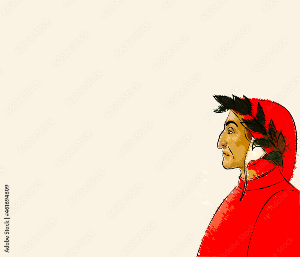 Dante Alighieri sketch drawing on beige wall background Stock ...