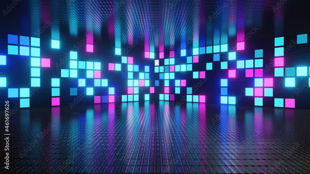 Neon background. Blue and violet neon background. Flickering background ...