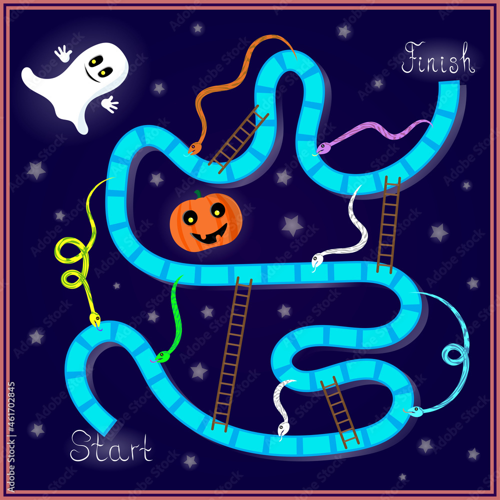 Halloween snakes and ladders board game Stock Illustration | Adobe Stock